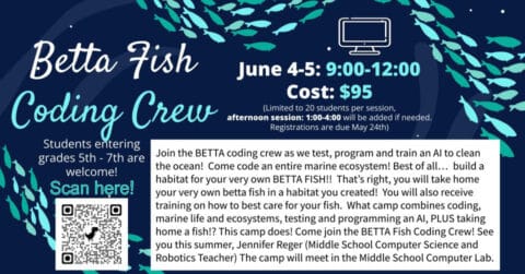 Betta Fish Coding Crew Summer Camp, June 4-5 | Christian Academy School ...